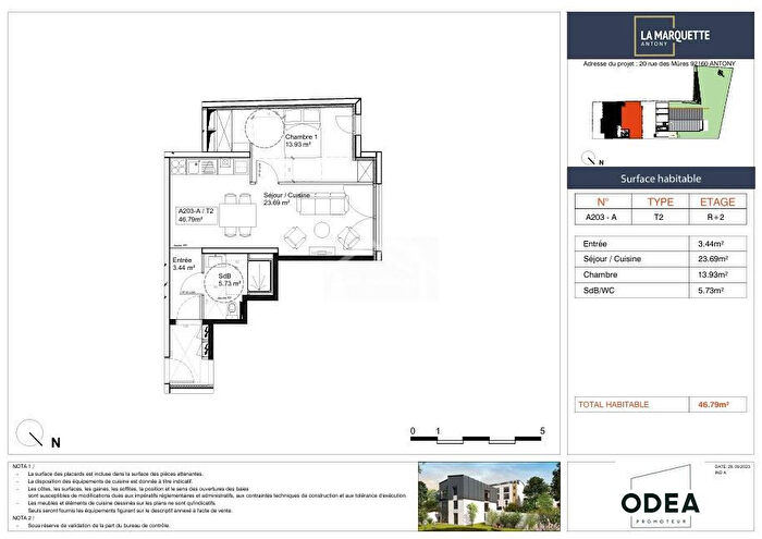 Appartement à vendre - Antony, Baconnets - 2 pièces - 1 chambre