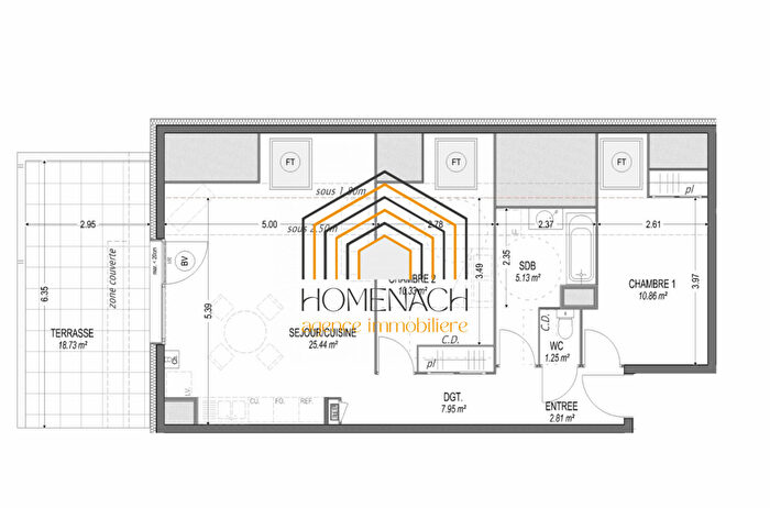 Appartement à vendre - Corbelin - 3 pièces - 2 chambres