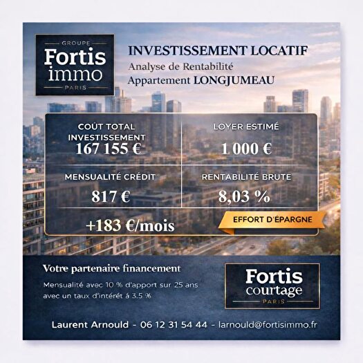 Appartement à vendre - Longjumeau, Centre-ville, Mairie - 3 pièces - 2 chambres