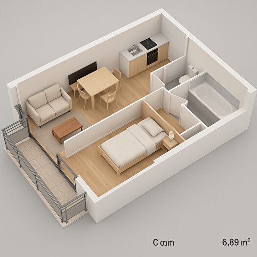 Appartement à vendre - Auterive - 2 pièces - 1 chambre