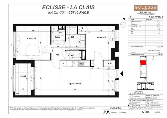 Appartement 3 pièces à louer - Pacé