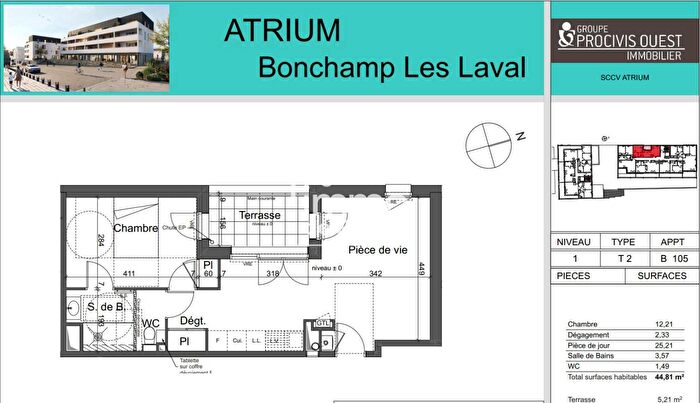 Bonchamp-lès-Laval : Appartement 2 pièces à louer