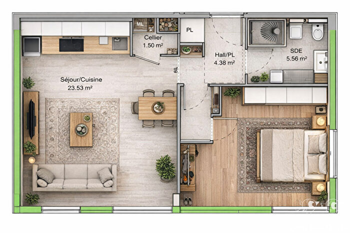 Appartement à vendre - Besançon, Saint-Claude, Torcols, Chailluz - 2 pièces - 1 chambre