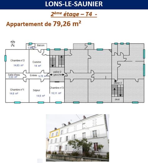 Lons-le-Saunier : Appartement 4 pièces à vendre