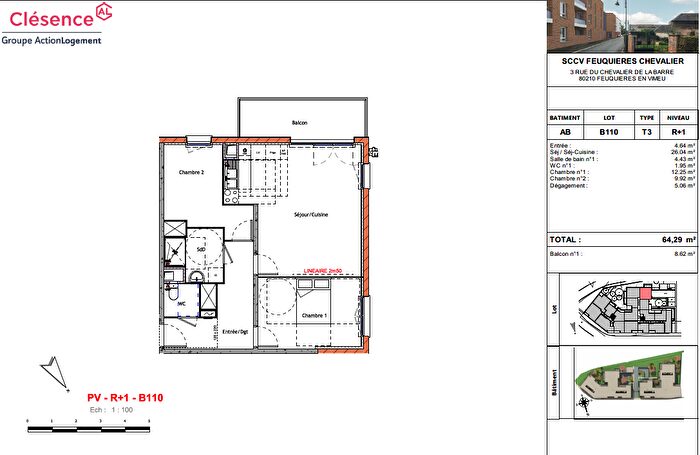Appartement à louer - Feuquières-en-Vimeu - 3 pièces - 2 chambres