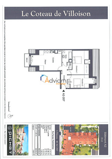 Appartement à louer - Villabé - 3 pièces - 2 chambres