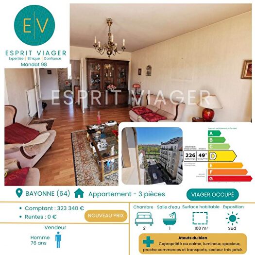 Appartement à vendre - BayonneBayonaBaiona - 3 pièces - 2 chambres