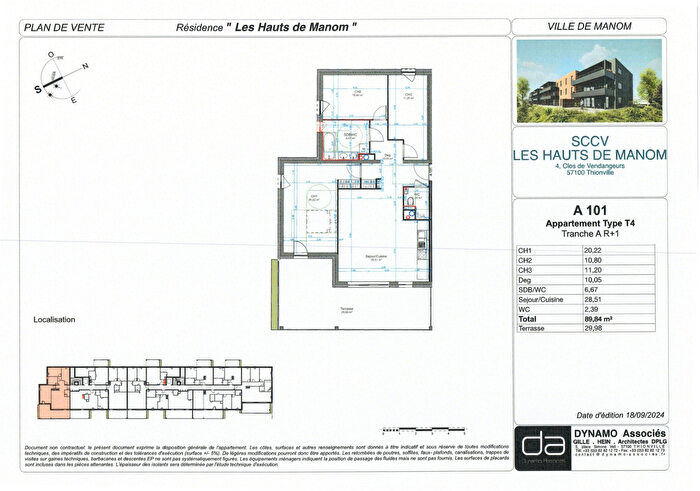 Appartement à vendre - Manom - 4 pièces - 3 chambres