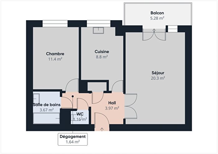 Appartement à vendre - Villeurbanne, Buers - 2 pièces - 1 chambre