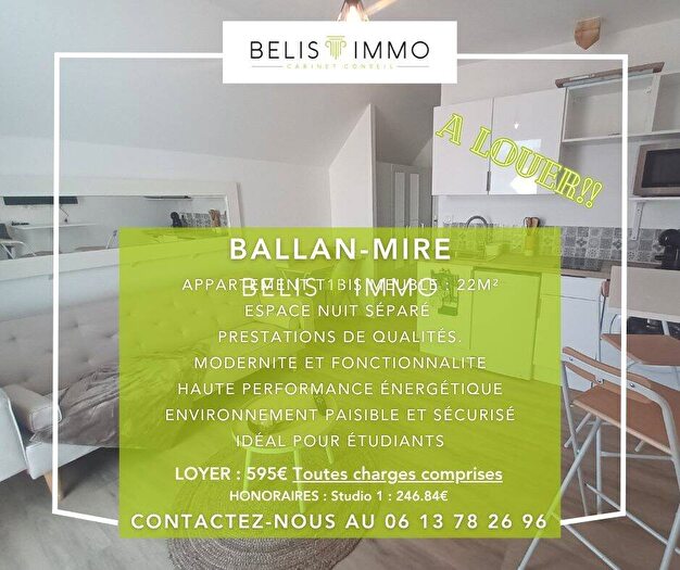 Ouest Ville, Ballan-Miré : Appartement 1 pièce à louer