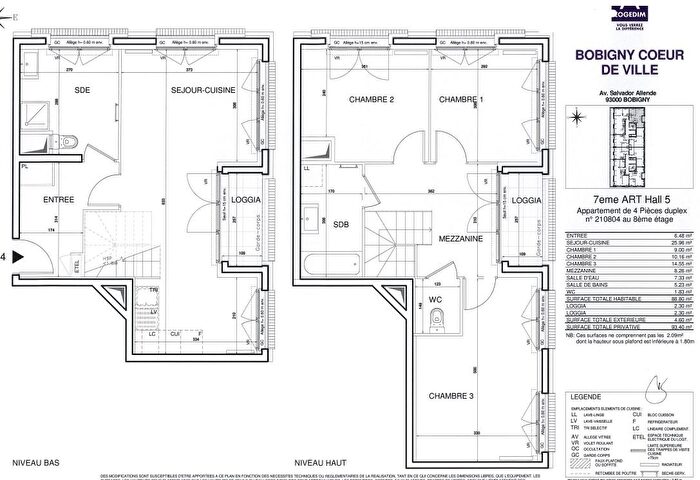 Appartement à louer - Bobigny, Centre-ville - 4 pièces - 3 chambres