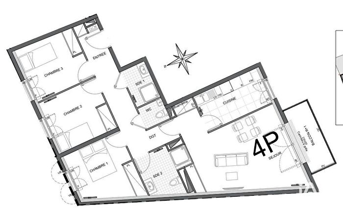 Appartement à vendre - Trilport - 4 pièces - 3 chambres