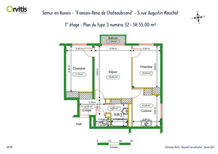 Semur-en-Auxois : Appartement 3 pièces à louer