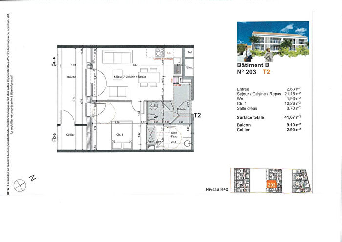 Appartement à vendre - Saujon - 2 pièces - 1 chambre