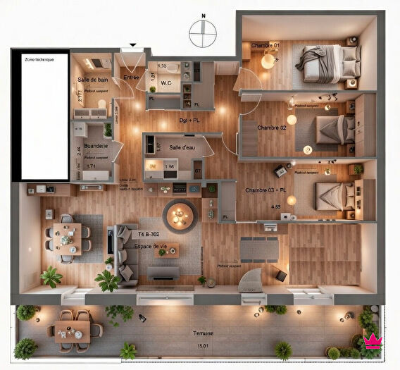 Appartement à vendre - Archamps - 4 pièces - 4 chambres