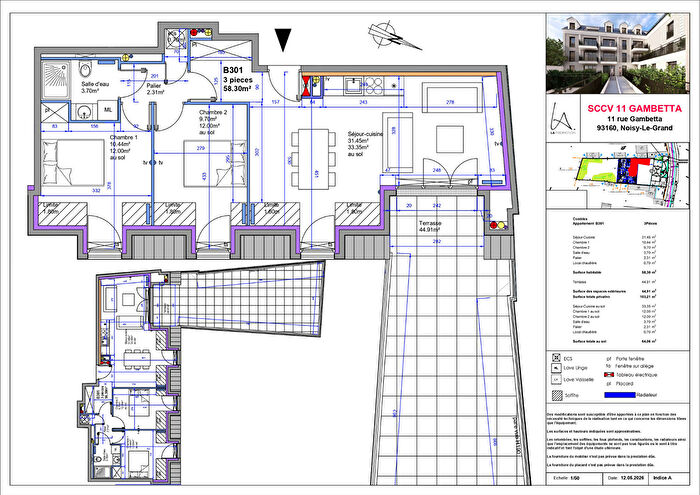 Appartement 3 pièces à Noisy-le-Grand, Centre-ville, à vendre