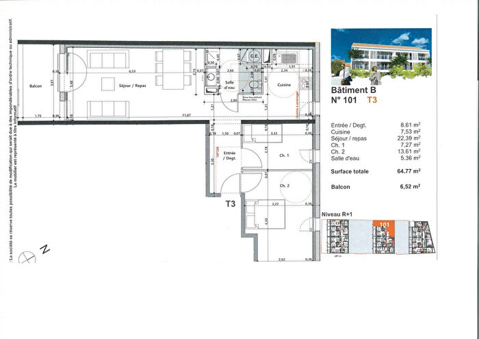 Appartement à vendre - Saujon - 3 pièces - 2 chambres