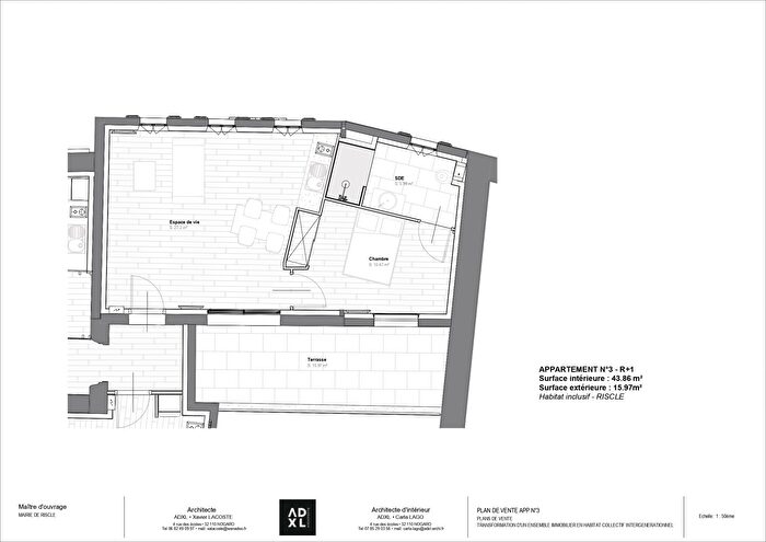 Appartement à louer - Riscle - 2 pièces - 1 chambre