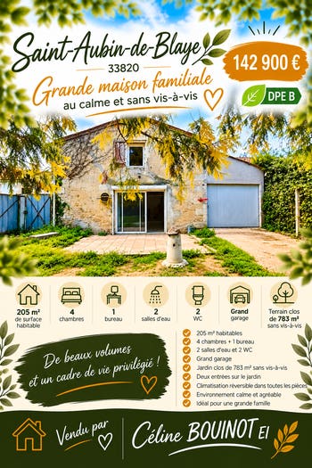 Maison 6 pièces à Saint-Aubin-de-Blaye, à vendre