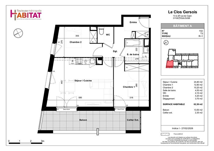 Appartement à louer - Toulouse, Fontaine Lestang - 3 pièces - 2 chambres