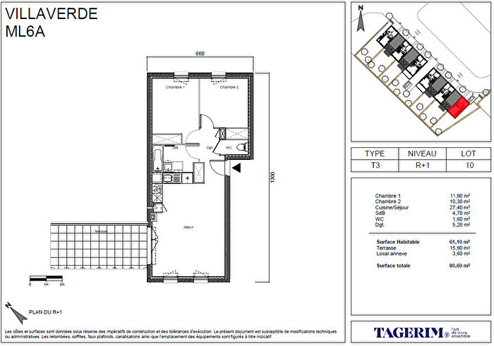 Appartement à louer - Seilh - 3 pièces - 2 chambres