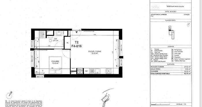 Appartement à louer - Saint-André-lez-Lille, Ouest - 2 pièces - 1 chambre