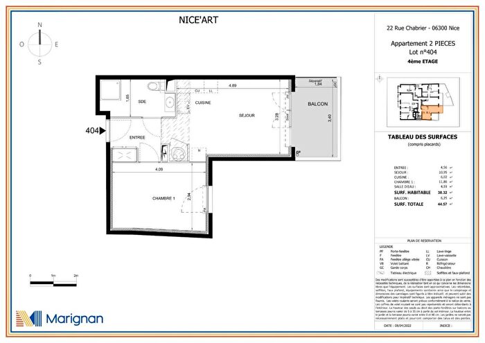 Appartement à louer - Nice, Saint-Roch - 2 pièces - 1 chambre