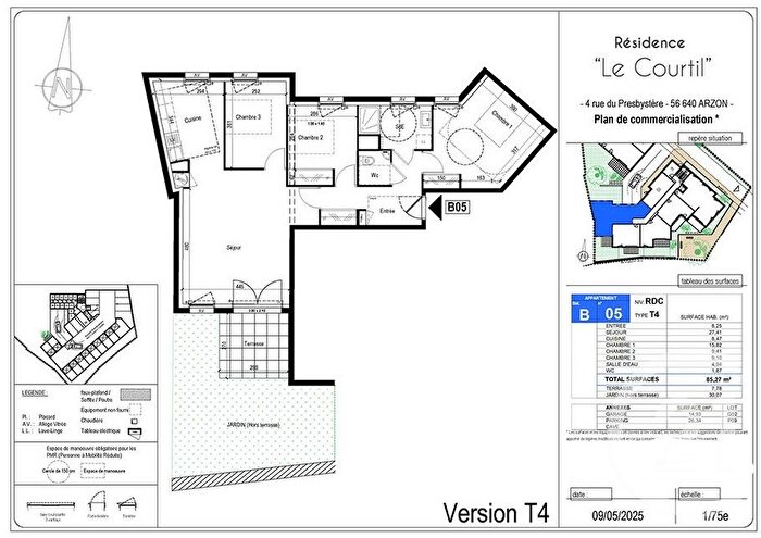 Appartement à vendre - Arzon - 4 pièces - 3 chambres