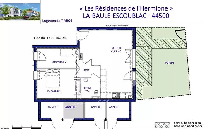 Appartement à vendre - La Baule-Escoublac, Guézy-La Bosse - 3 pièces - 2 chambres