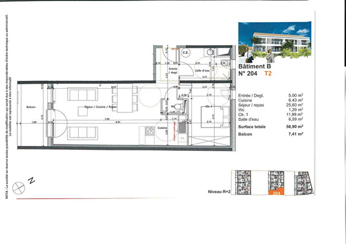 Appartement à vendre - Saujon - 2 pièces - 1 chambre