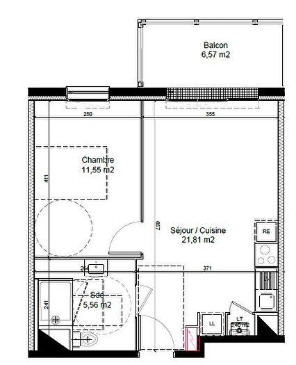 Appartement à louer - Chartres, Beaulieu - 2 pièces - 1 chambre