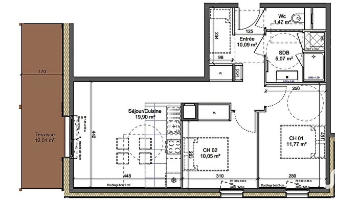 Appartement à vendre - Montriond - 3 pièces - 2 chambres