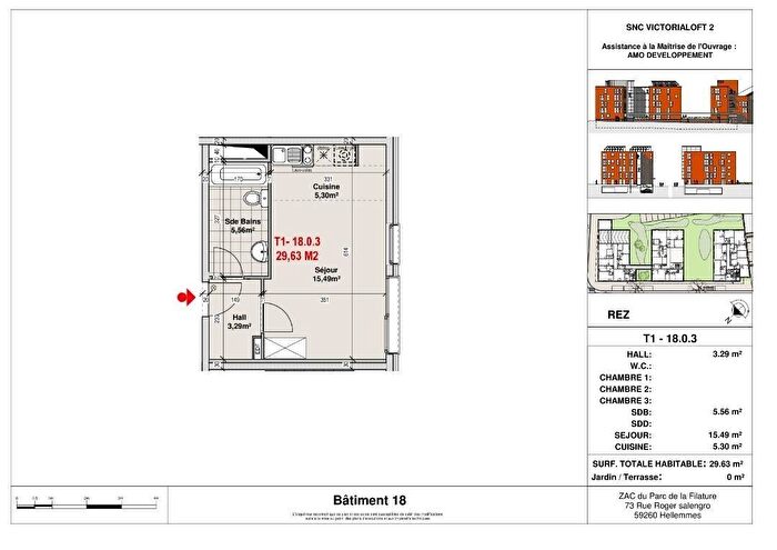 Appartement 1 pièce à louer - Hellemmes-Lille, Hellemmes Centre-ville, Pavé du Moulin