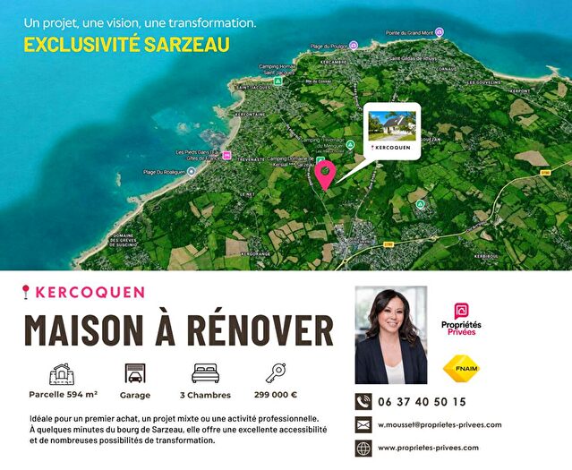 Maison 5 pièces à Sarzeau, Saint-Jacques, Le Roaliguen, à vendre