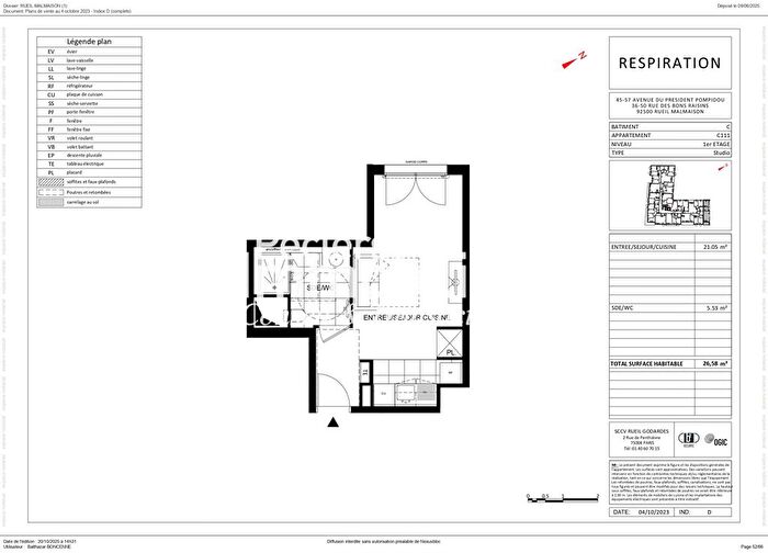 Appartement 1 pièce à Rueil-Malmaison, Plateau, à vendre