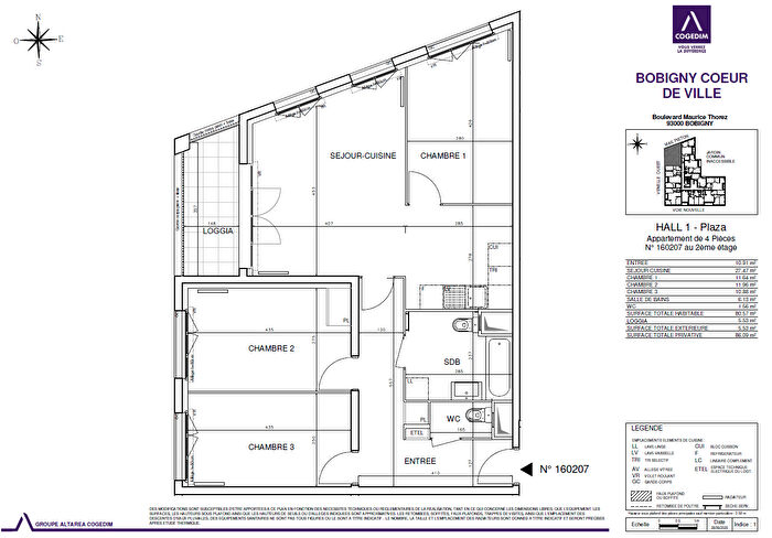 Appartement à louer - Bobigny, Centre-ville - 4 pièces - 3 chambres