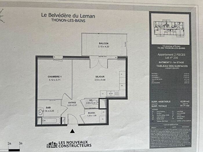 Appartement à louer - Thonon-les-Bains, Est - 2 pièces - 1 chambre