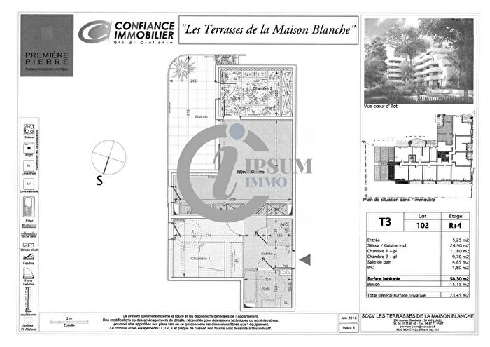 Montpellier, La Pompignane - Appartement 3 pièces à louer
