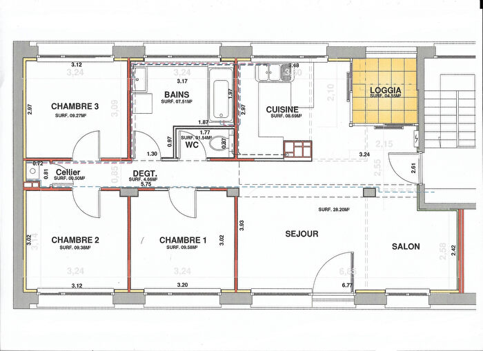 Appartement à vendre - Homécourt - 5 pièces - 3 chambres