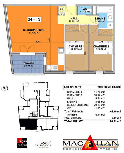 Appartement 3 pièces à vendre - Béziers, Perch des Moulins, Font Neuve, Terries