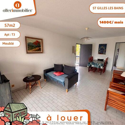 Appartement à louer - Saint-Paul - 3 pièces - 2 chambres