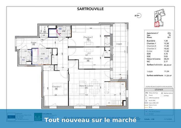 Sartrouville, Parc d'activités des Sureaux - Appartement 4 pièces à louer