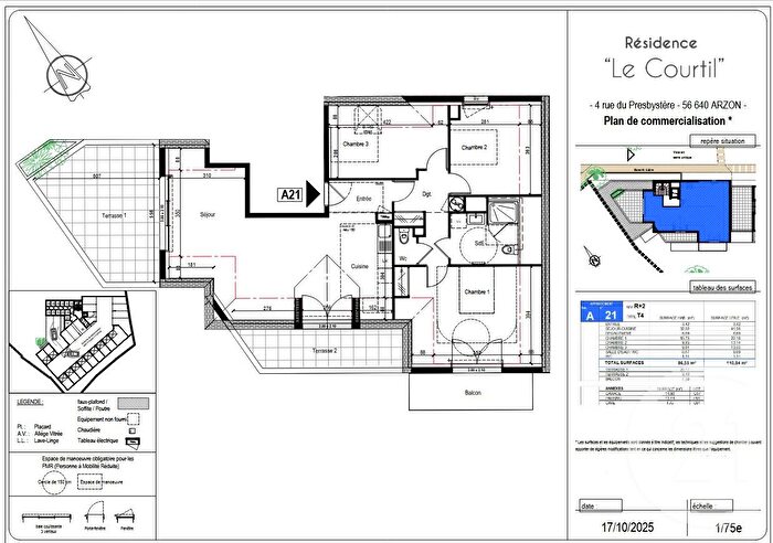Appartement à vendre - Arzon - 4 pièces - 3 chambres