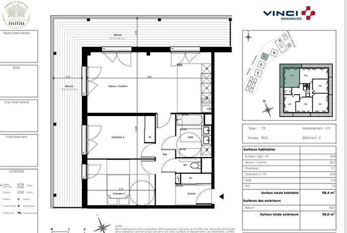 Appartement à louer - Ramonville-Saint-Agne - 3 pièces - 2 chambres