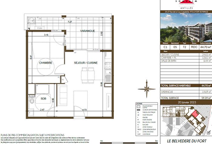 Appartement à vendre - Fort-de-France - 2 pièces - 3 chambres