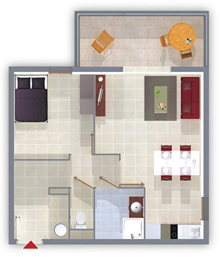 Appartement à louer - Marseille e , Les Olives - 2 pièces - 1 chambre