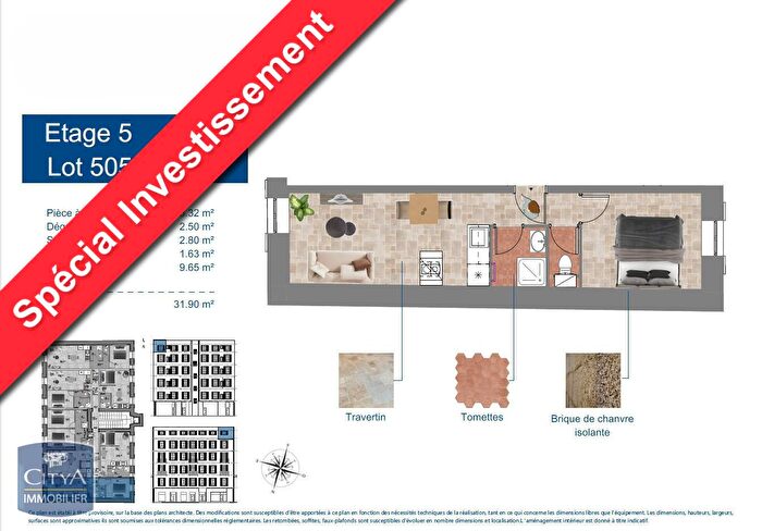 Appartement à vendre - Nice, Carabacel - 2 pièces - 1 chambre