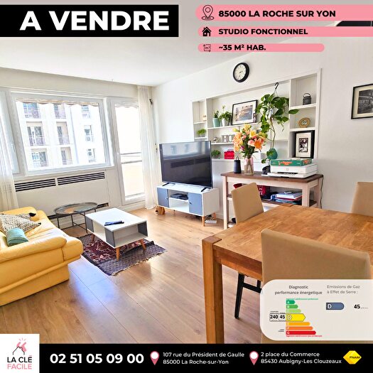 Appartement à vendre - La Roche-sur-Yon, Pentagone, Pont-Morineau - 2 pièces - 1 chambre