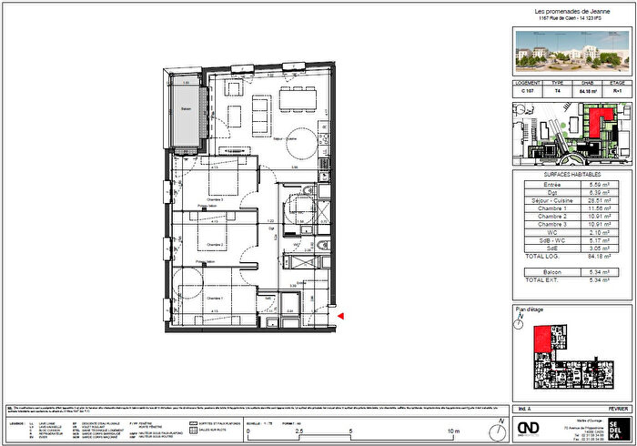 Appartement à vendre - Ifs - 4 pièces - 3 chambres