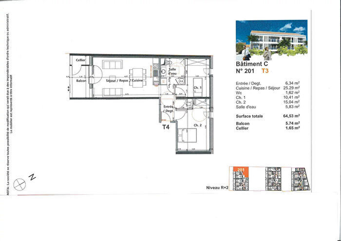 Appartement à vendre - Saujon - 3 pièces - 2 chambres
